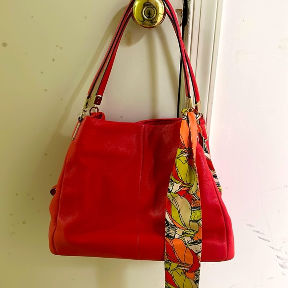 Coach | Bags | Red Coach Handbag With Matching Accent Scarf | Poshmark